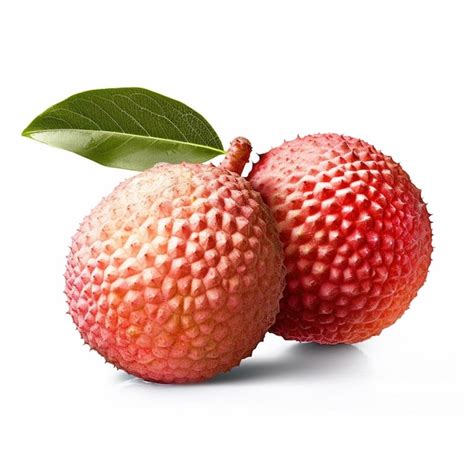 Premium Ai Image Lychee Fruit With Leaf On The Right