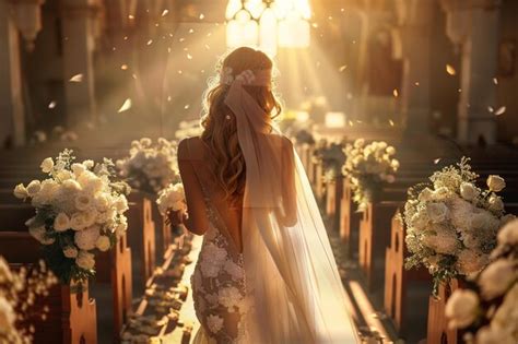 Radiant Bride Walking Down The Aisle Premium Ai Generated Image