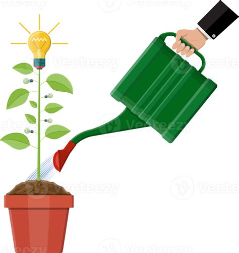Glowing Light Bulb On Tree With Green Leaves 35774927 PNG