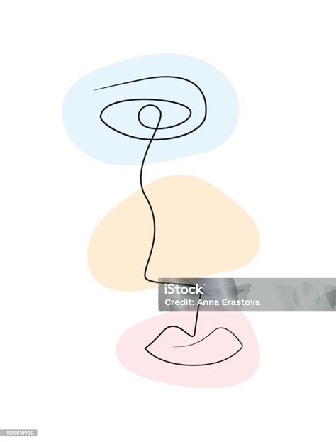 Sketsa Minimalis Wajah Manusia Di Latar Belakang Pastel Potret Abstrak
