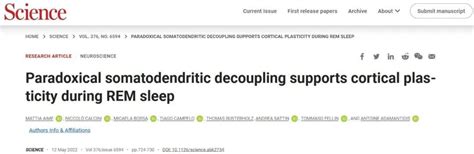 Science 睡出来的好心情！前额叶皮层锥体神经元胞体和树突的解耦机制维持rem睡眠期的情绪记忆巩固 知乎