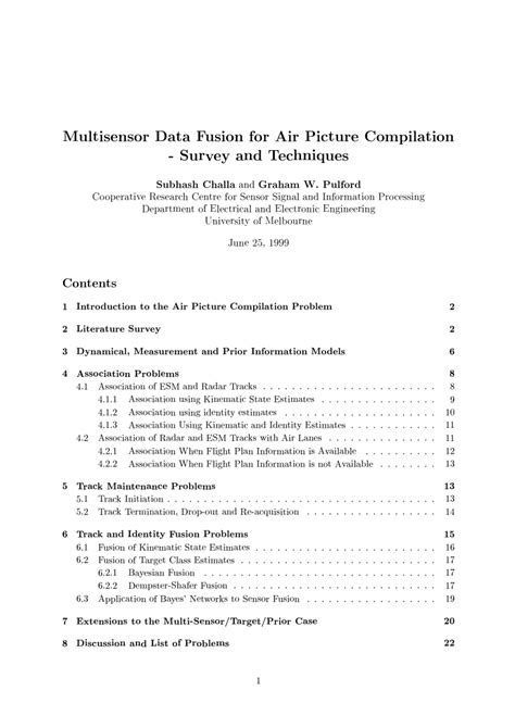 Pdf Multisensor Data Fusion For Air Picture Compilation Survey And