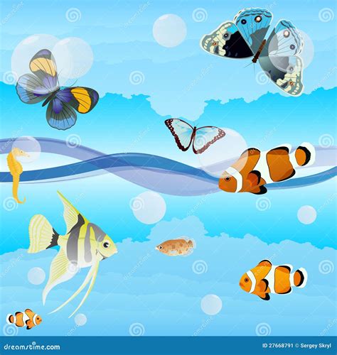 Basisrecheneinheiten Und Salzwasserfische Stock Abbildung