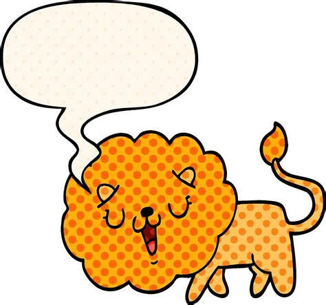 Lion De Dessin Animé Mignon Et Bulle De Dialogue Dans Le Style De La