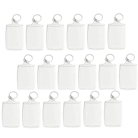 100pcs พวงกุญแจภาพถ่ายโปร่งใสอะคริลิคใส่ Photo กรอบรูป Keyring ที่ใส่
