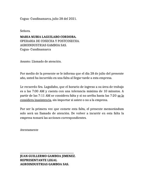 Modelo De Carta De Abandono De Trabajo