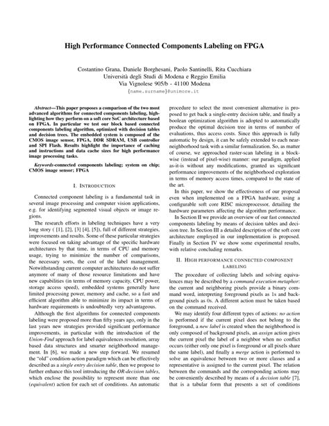 Pdf High Performance Connected Components Labeling On Fpga