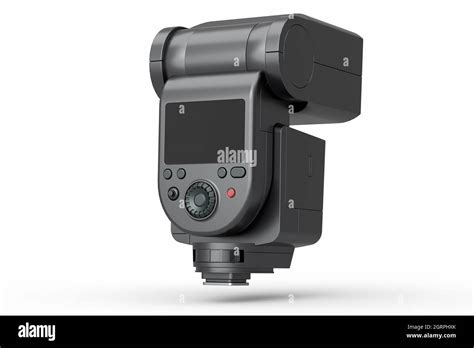 Camera External Flash Speedlight Isolated On White Background 3d Rendering And Illustration Of