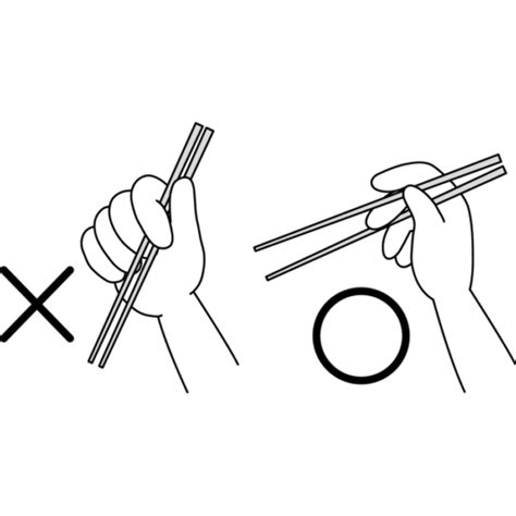 スプーンの正しい持ち方のイラスト画像素材（白黒 モノクロ）