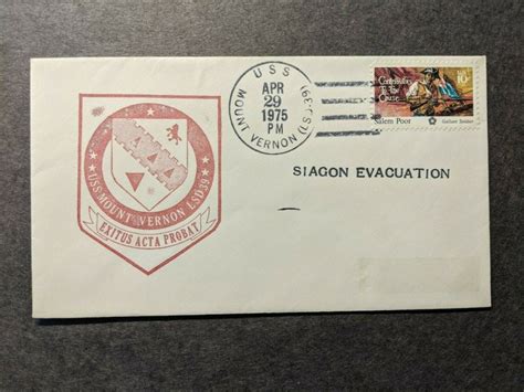 USS Mount Vernon Lsd 39 Naval Cover 1975 Saigon Vietnam Evacuation