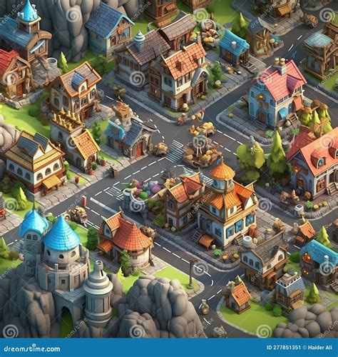 3d Isometric Big Castle In Clash Of Clans Game Generative Ai Royalty