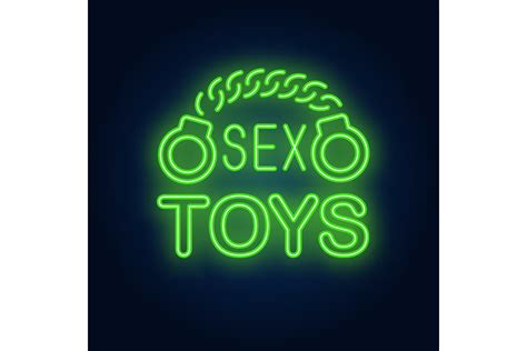 Handcuffs With Sex Toys Lettering Neon Graphic By Pchvector
