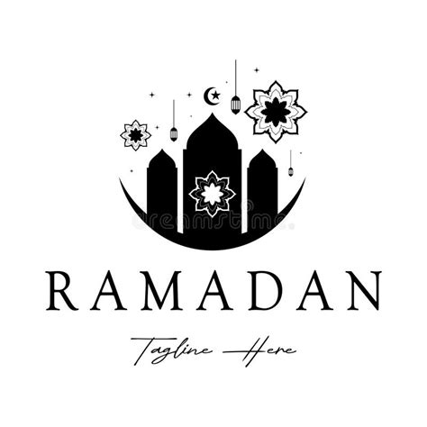 Ramadan Mubarak Logo With Lantern Elements Crescent Moon And Star