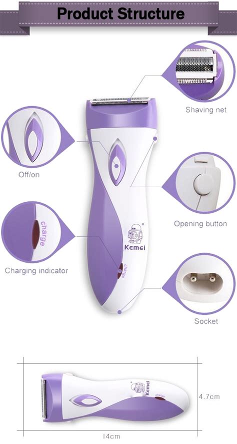 Kemei Waterproof Electric Epilator Women Shaver Bikini Underarm Body Hair Removal Device KM 3018