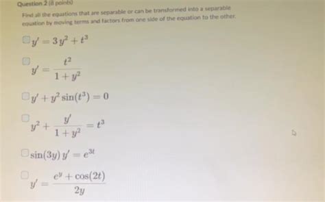 Solved Question 2 8 ﻿pointsfind All The Equations That Are