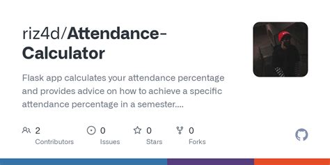 GitHub Riz4d Attendance Calculator Flask App Calculates Your