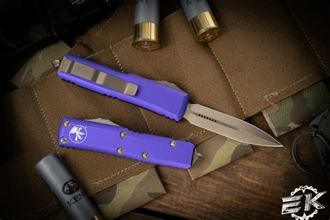 Microtech Utx 85 Otf Automatic Knife Purple 31 Bronze Dagger 232 13pu
