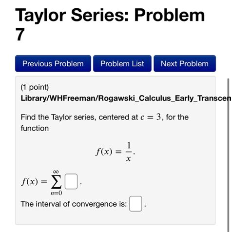 solved taylor series problem previous problem problem list