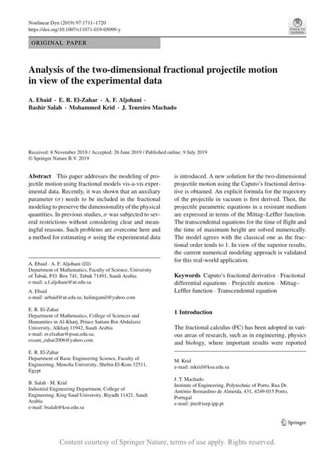 Analysis Of The Two Dimensional Fractional Projectile Motion In View Of The Experimental Data