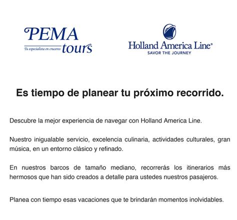 Es Tiempo Planear Tu Crucero Con Holland America Line Pema Tours Tu