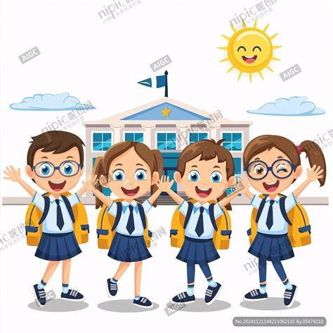 Ai创作图卡通上学人物 上学儿童卡通形象 开心的孩子学生插画 儿童上学素材 小学生人物设计 卡通校园人物 卡通小学生 小学生卡通形象 开学人物