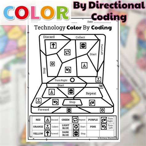 Technology Color By Directional Coding Icons Printables Computer