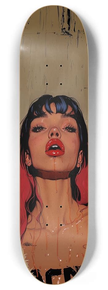 Sexy Punky Girl Skateboard 8 Inch Skateboard Deck By David Cobo Art