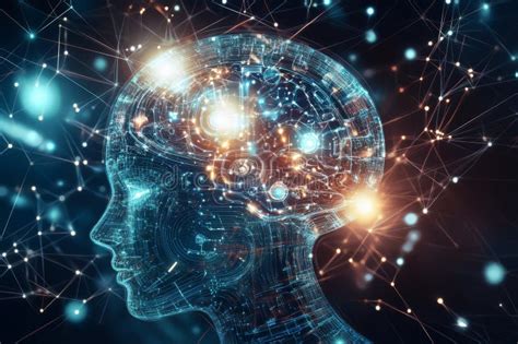 Futuristic Abstract Representation Of Artificial Intelligence Featuring A Glowing Humanoid Head