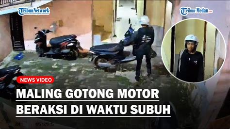 DETIK-DETIK Maling Terekam CCTV Gotong Motor Milik Penghuni Indekos, Beraksi di Waktu Subuh ...