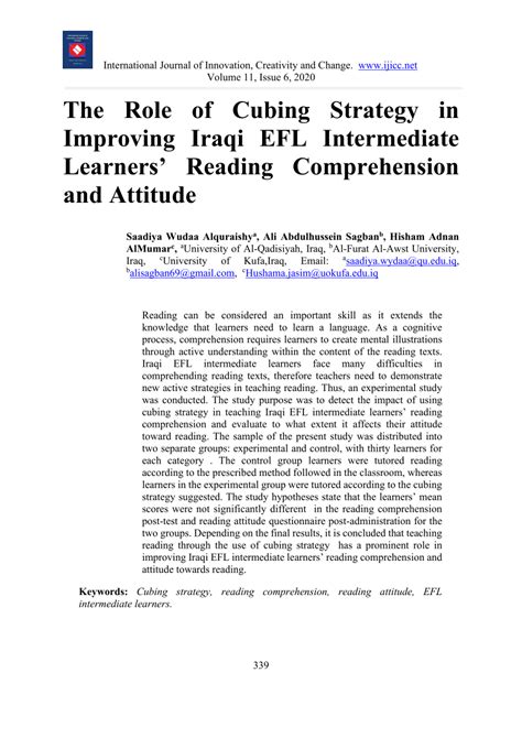 Pdf The Role Of Cubing Strategy In Improving Iraqi Efl Intermediate