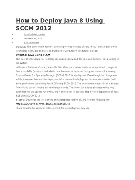 How To Deploy Java 8 Using Sccm 2012 Download Free Pdf Java