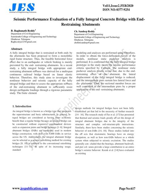 Pdf Seismic Performance Evaluation Of A Fully Integral Concrete Bridge With End Restraining