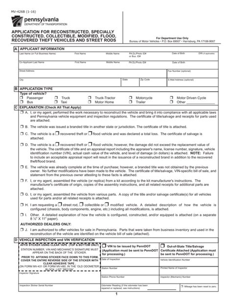 Penndot Form Mv 426b