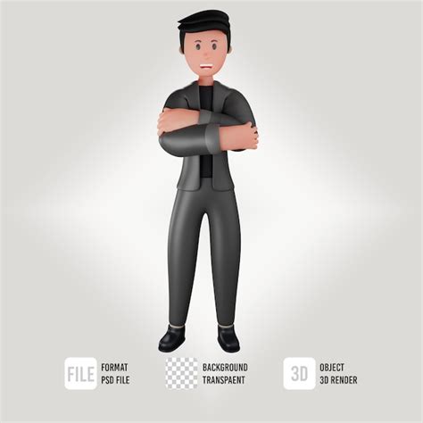 Premium Psd 3d Male Business Character Arm Crossed Pose