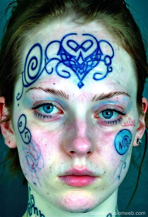 A Pale Skin 21yo Caucasian Female With A Lot Of Inscription Tattoos And