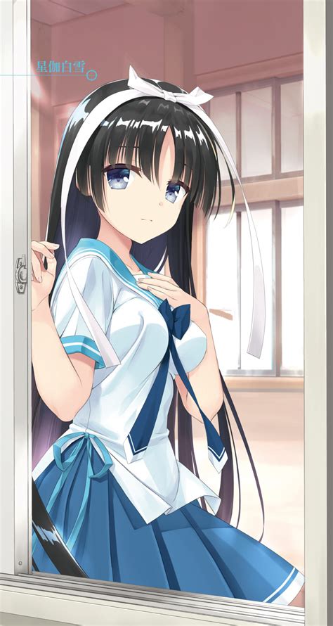 Safebooru 1girl Absurdres Bangs Black Hair Blue Bow Blue Eyes Blue