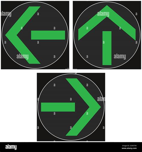 Green Directional Arrows Indicating Permitted Directions Of Travel On