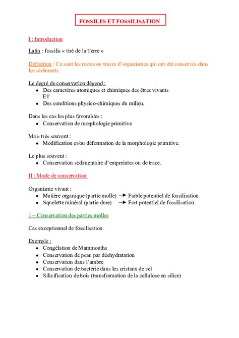 Pdf Fossiles Et Fossilisation