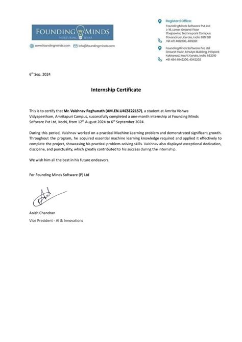 Machinelearning Internshipjourney Ai Foundingminds Skilldevelopment Vaishnav Reghunath
