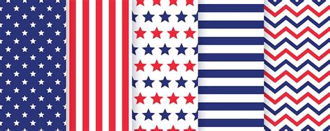 Premium Vector 4th July Seamless Pattern Set Set Of American