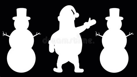 Merry Christmas And Happy New Year Snowman And Santa Claus Animation