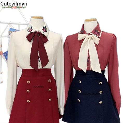 2021 여성용 귀여운 상의 프레피 스타일 빈티지 일본 한국 디자인 버튼 우아한 포멀 셔츠 블라우스 핑크 화이트 12020폴로 셔츠 Aliexpress