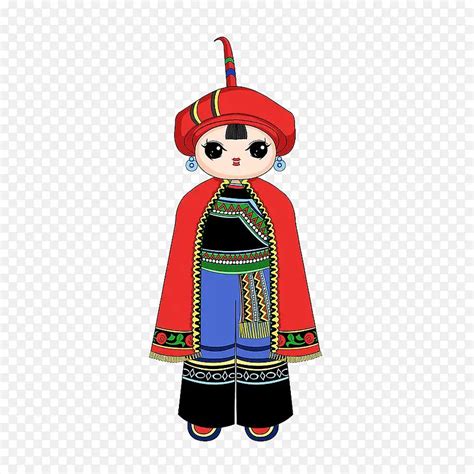 卡通彝族男士服装插画免抠PNG图片素材下载 图片编号8389895 PNG素材网