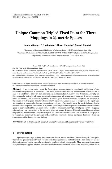 Pdf Unique Common Tripled Fixed Point For Three Mappings In Spaces
