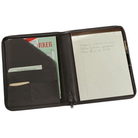 Royce New York Leather Executive Zippered Writing Pad Portfolio Black