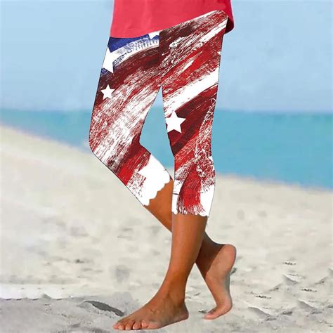 Brondbend Workout Clothes For Women Lounge Prints Capris Slim Leg Mid