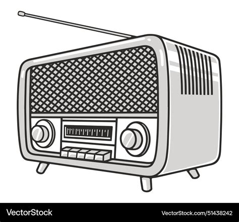 Retro Radio Receiver Monochrome Label Royalty Free Vector