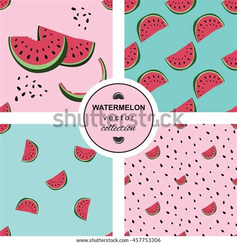 Cute Seamless Pattern Collection Watermelons Vector Stock Vector
