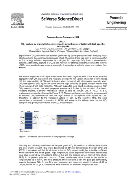 Pdf Co2 Capture By Enzymatic Bioconversion In A Membrane Contactor