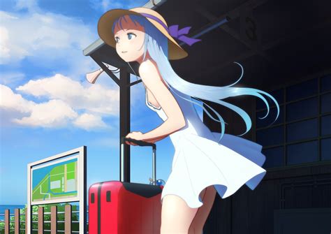 Anthropomorphism Aqua Eyes Aqua Hair Bow Clouds Dress Hasu2010 Hat